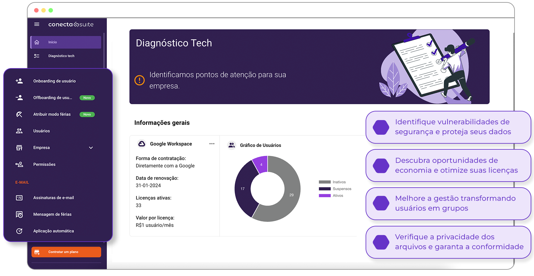 Gestão de usuários Google e Microsoft | Conecta Suite